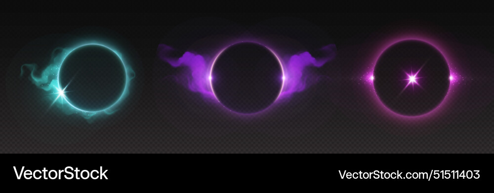 Set of halo neon light effects Royalty Free Vector Image