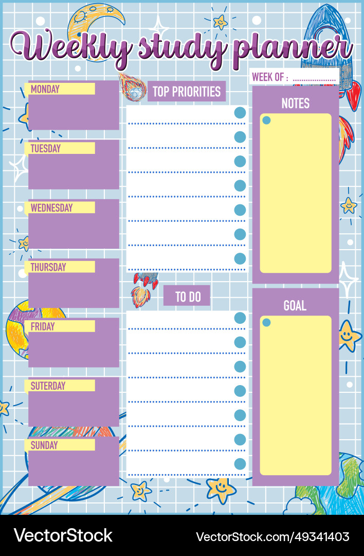 Student lesson plan and to-do list template Vector Image