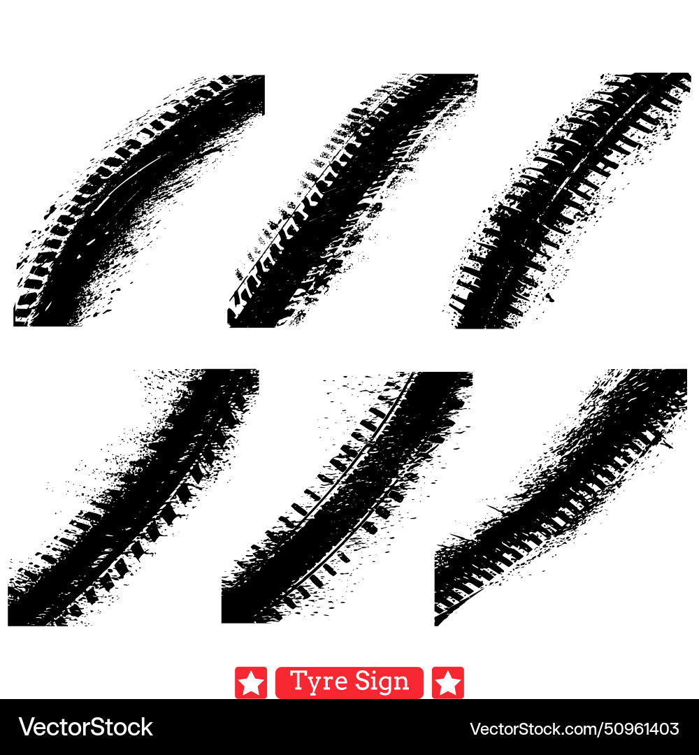 Tire track silhouette bundle motorcycle trail Vector Image