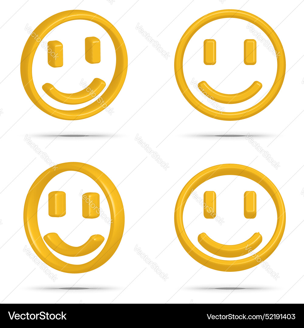 Yellow smiley faces 3d isometric with rectangular Vector Image