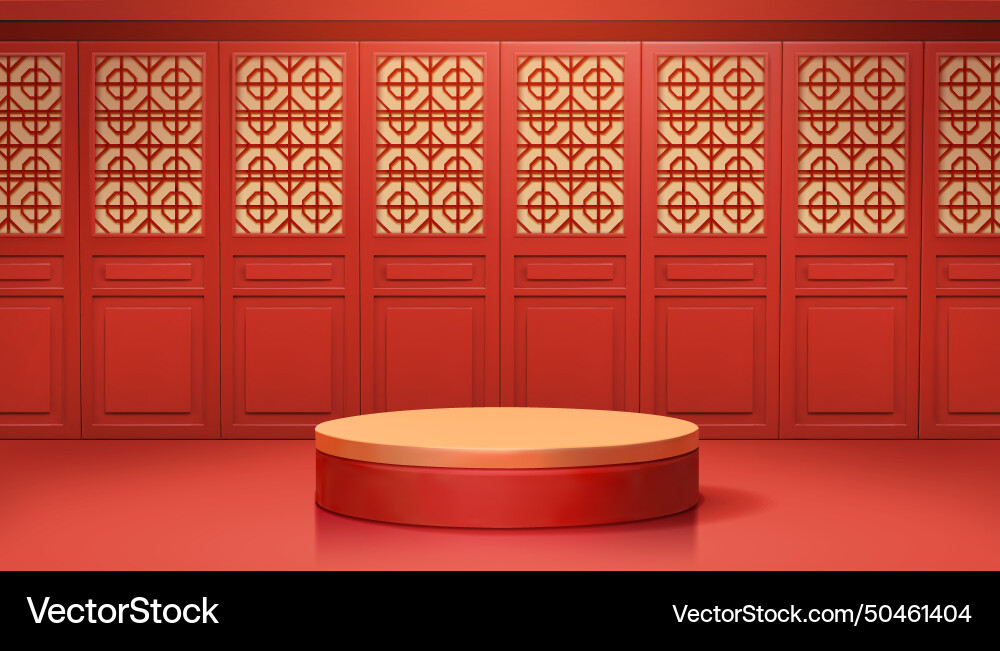 3d asian window frame podium scene Royalty Free Vector Image