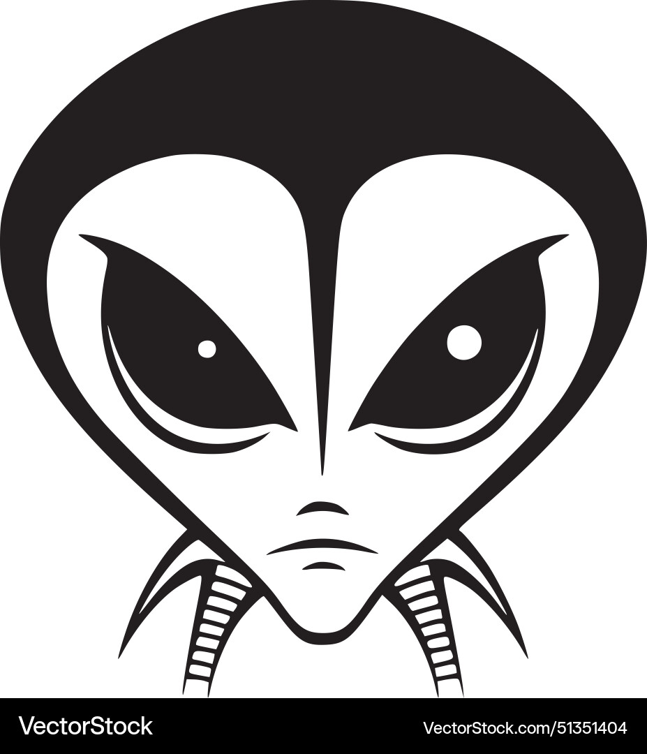 Alien - black and white Royalty Free Vector Image