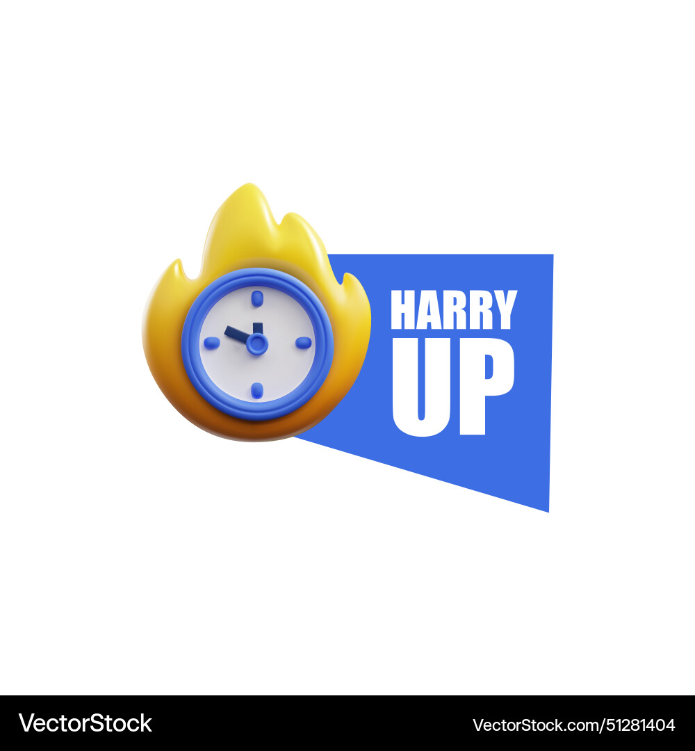 Burning stopwatch with harry up lettering Vector Image