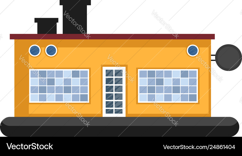 Cartoon orange building with red roon white Vector Image