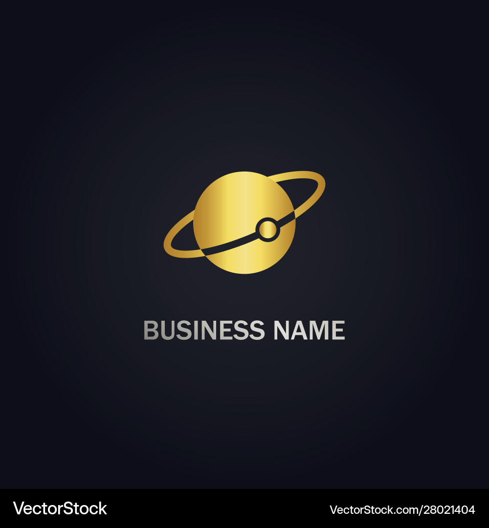 Gold Orbit Planet Logo Royalty Free Vector Image