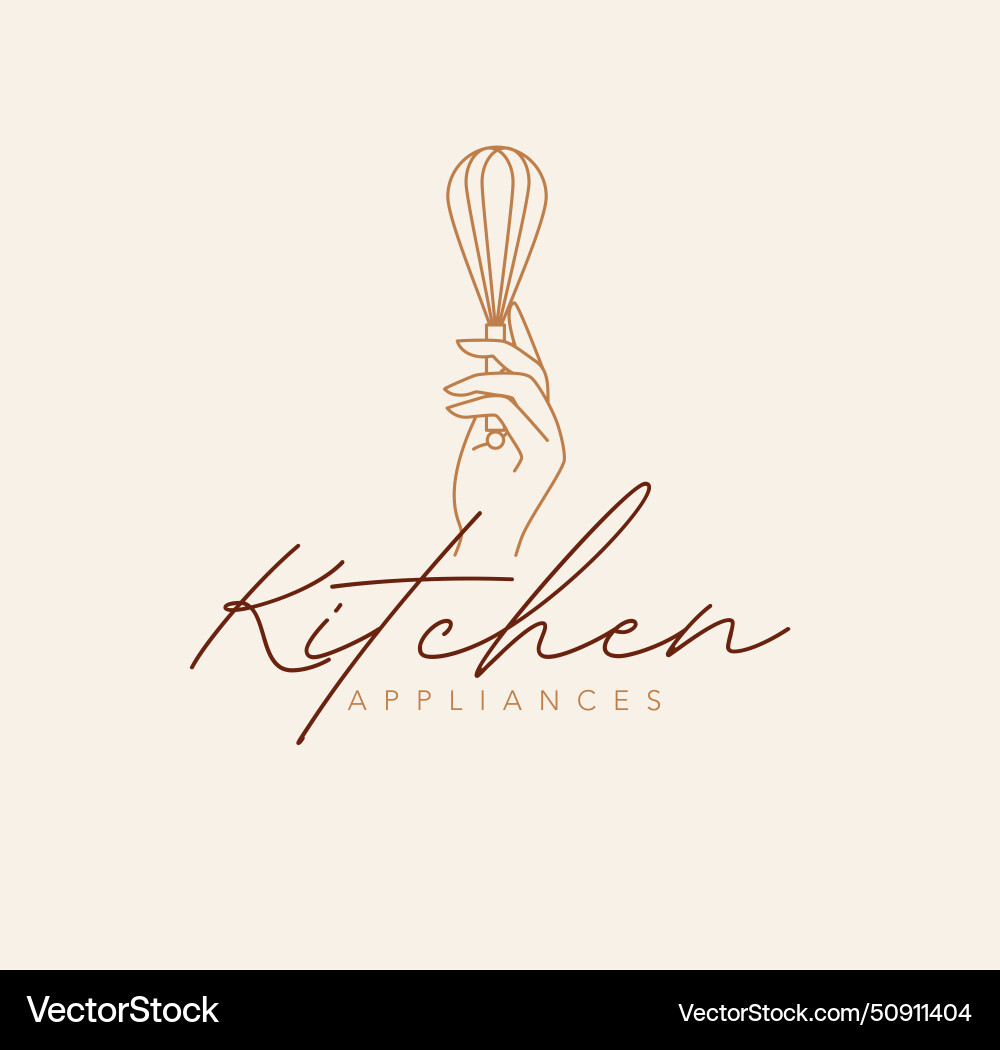 Hand holding whisk label Royalty Free Vector Image