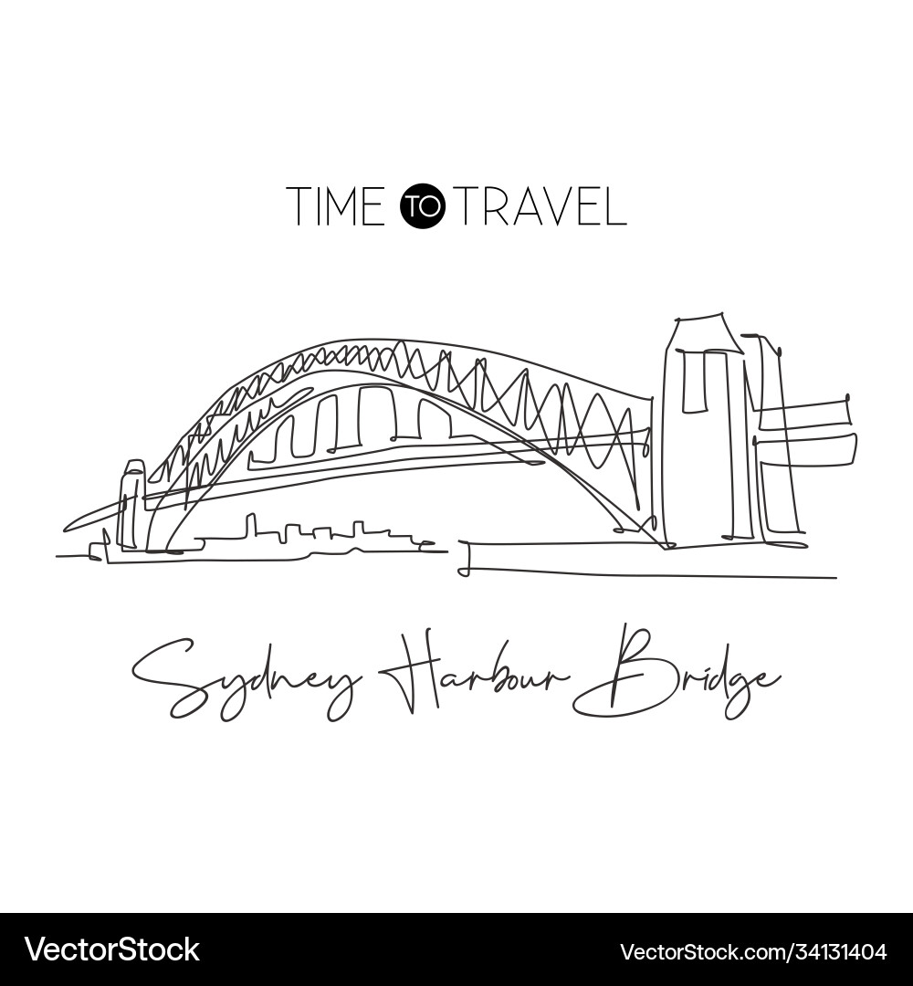Single continuous line drawing sydney harbour Vector Image