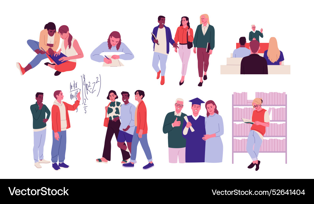 Students life university education college Vector Image