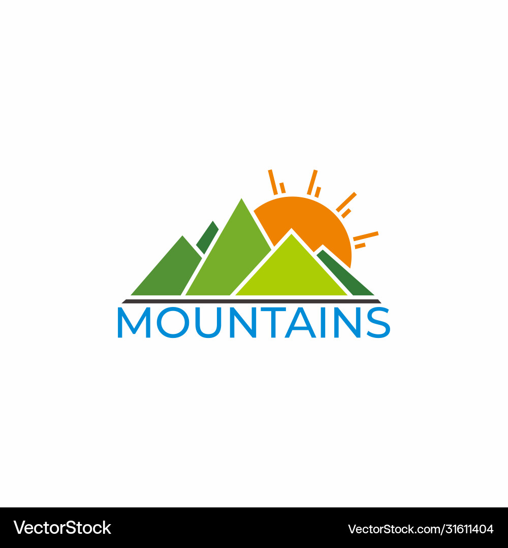 Text mountain sun geometric colorful design Vector Image