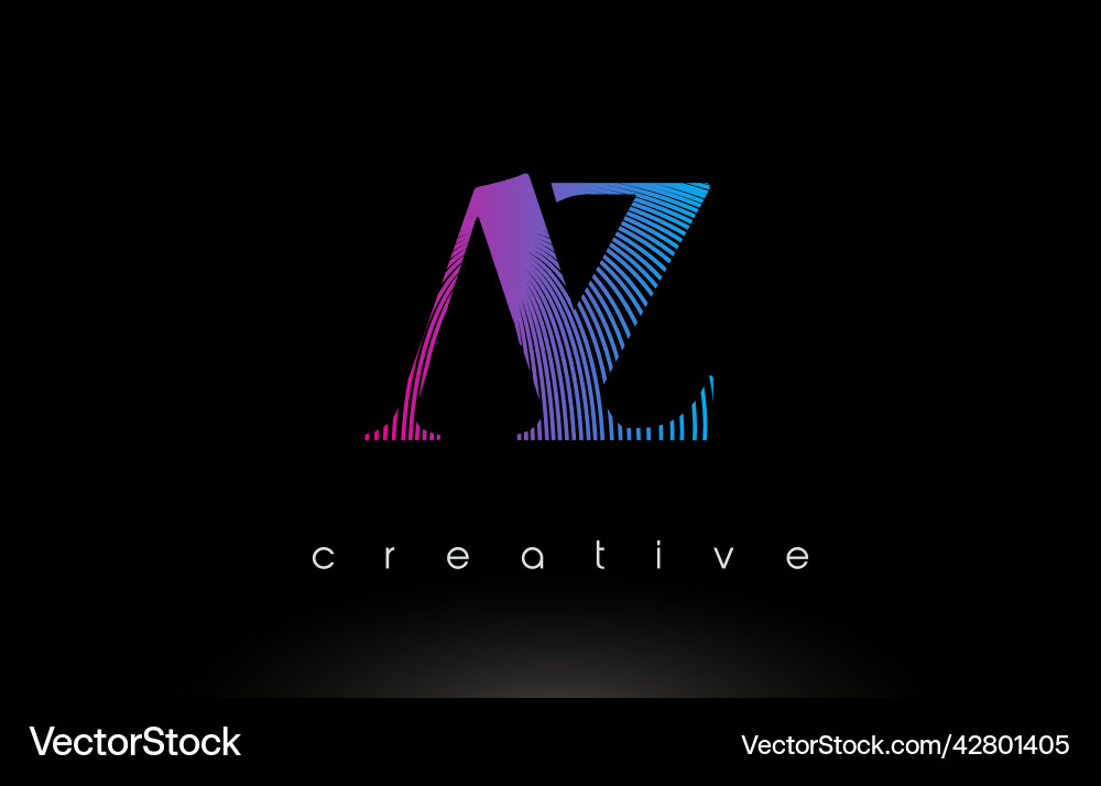 Az logo design with multiple lines and purple Vector Image