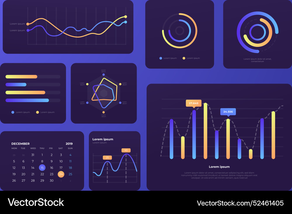 Business dashboard element collection Royalty Free Vector
