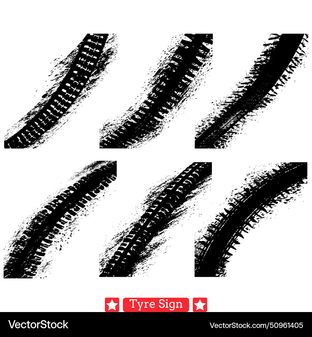 Car wheel rubber marks set vehicle tyre trail Vector Image