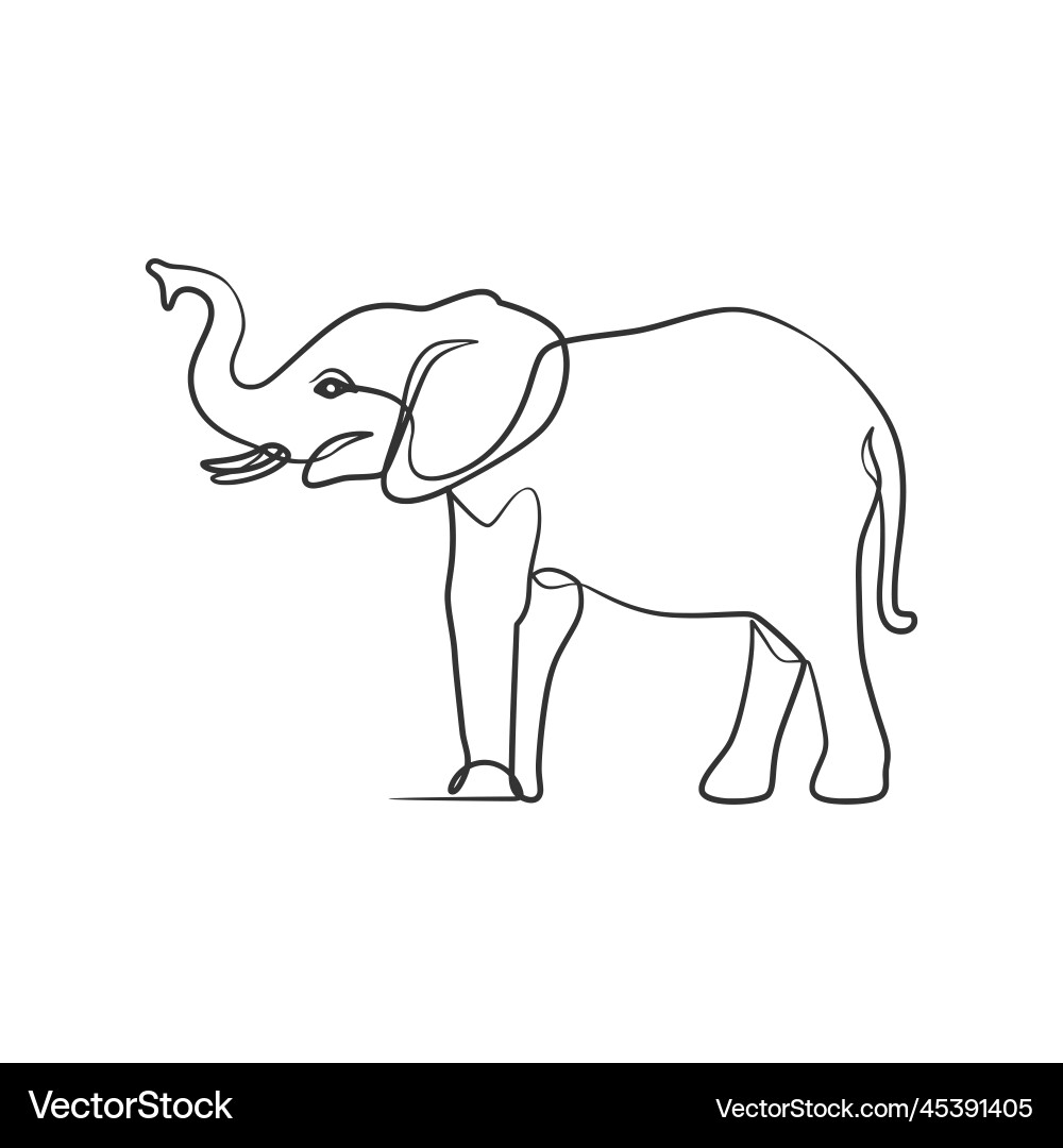 Elephant in continuous one line art drawing Vector Image