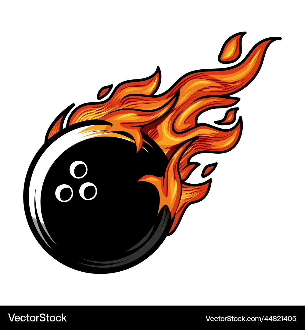 Fiery Bowling Ball Logo Royalty Free Vector Image