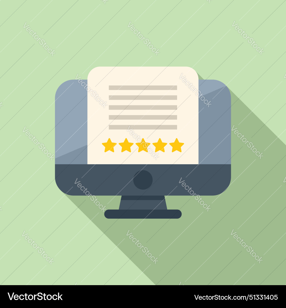 Fivestar review on computer screen Royalty Free Vector Image