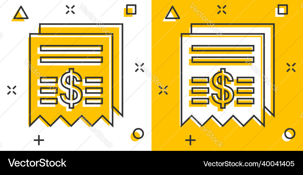 Geld-Check-Symbol im Comic-Stil Checkbook Cartoon Vektorbild