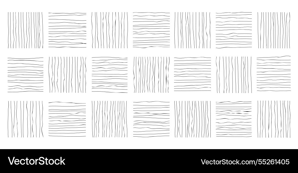 Hand gezeichnete Bleistift Linien geschlüpfte Quadrate isoliert