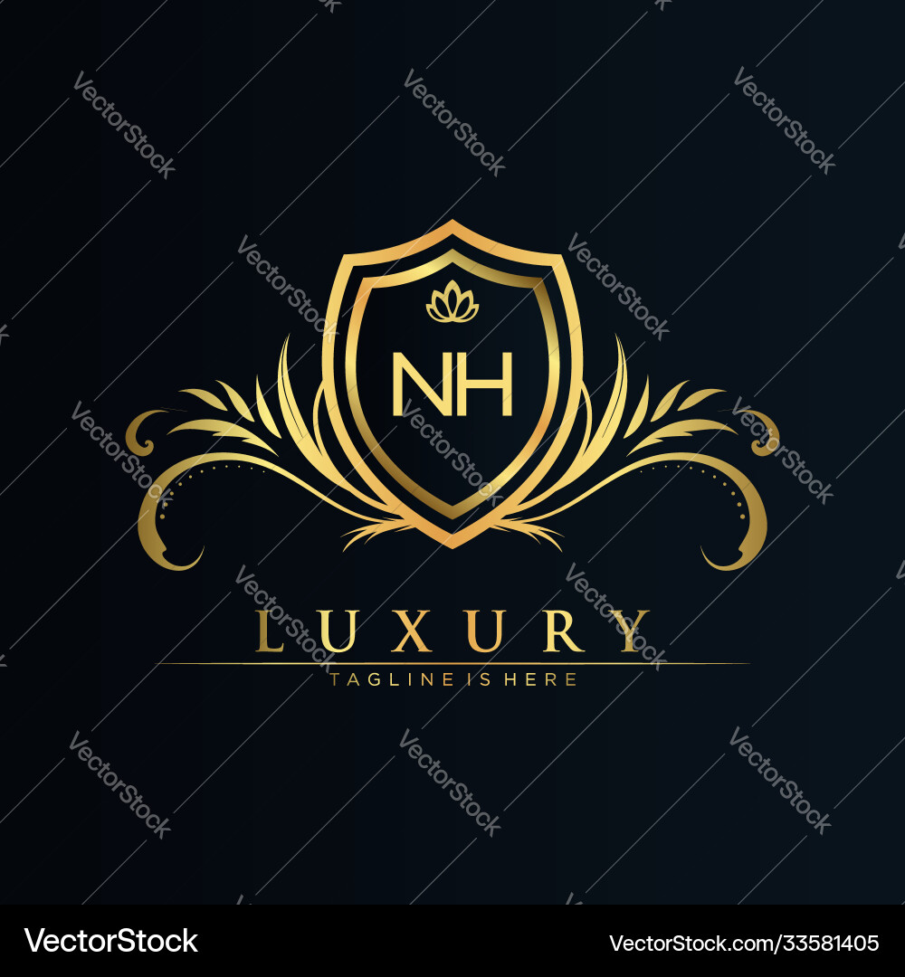 Nh letter initial with royal templateelegant Vector Image