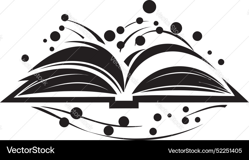 Opened knowledge icon sleek black logo with open Vector Image