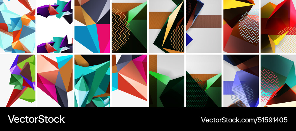 Set of low poly triangles poster geometric Vector Image