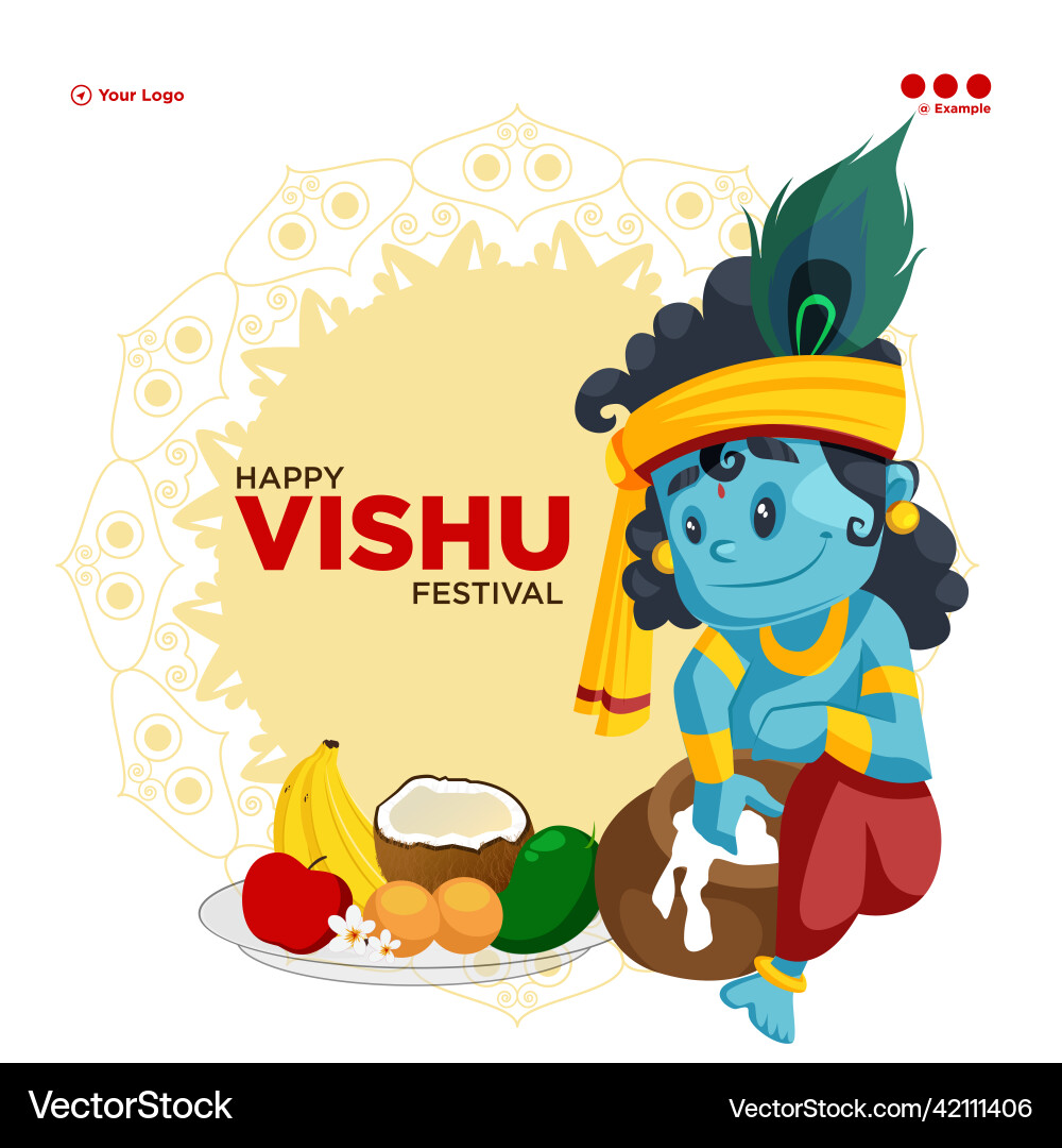 Banner design of happy vishu Royalty Free Vector Image