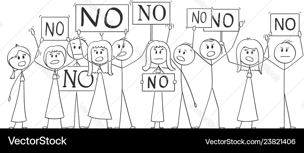 Cartoon drawing of group people protesting Vector Image