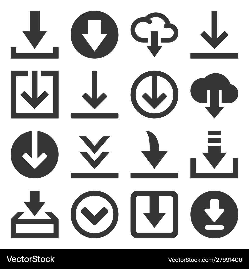 Download icon set on white background Royalty Free Vector