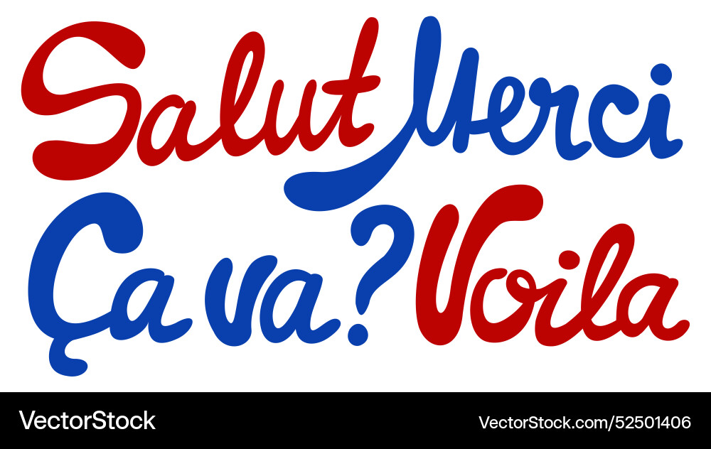 French lettering red and blue words on white Vector Image