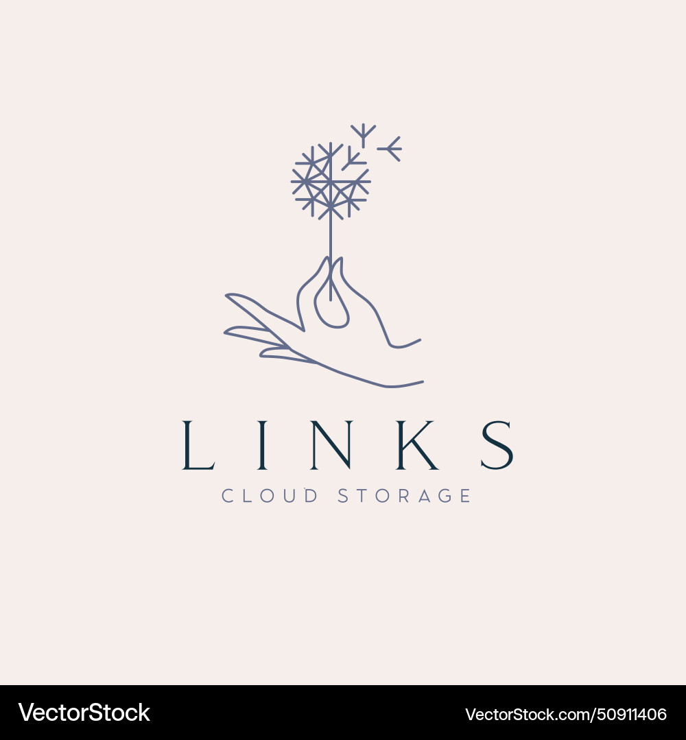 Hand holding dandelion label Royalty Free Vector Image