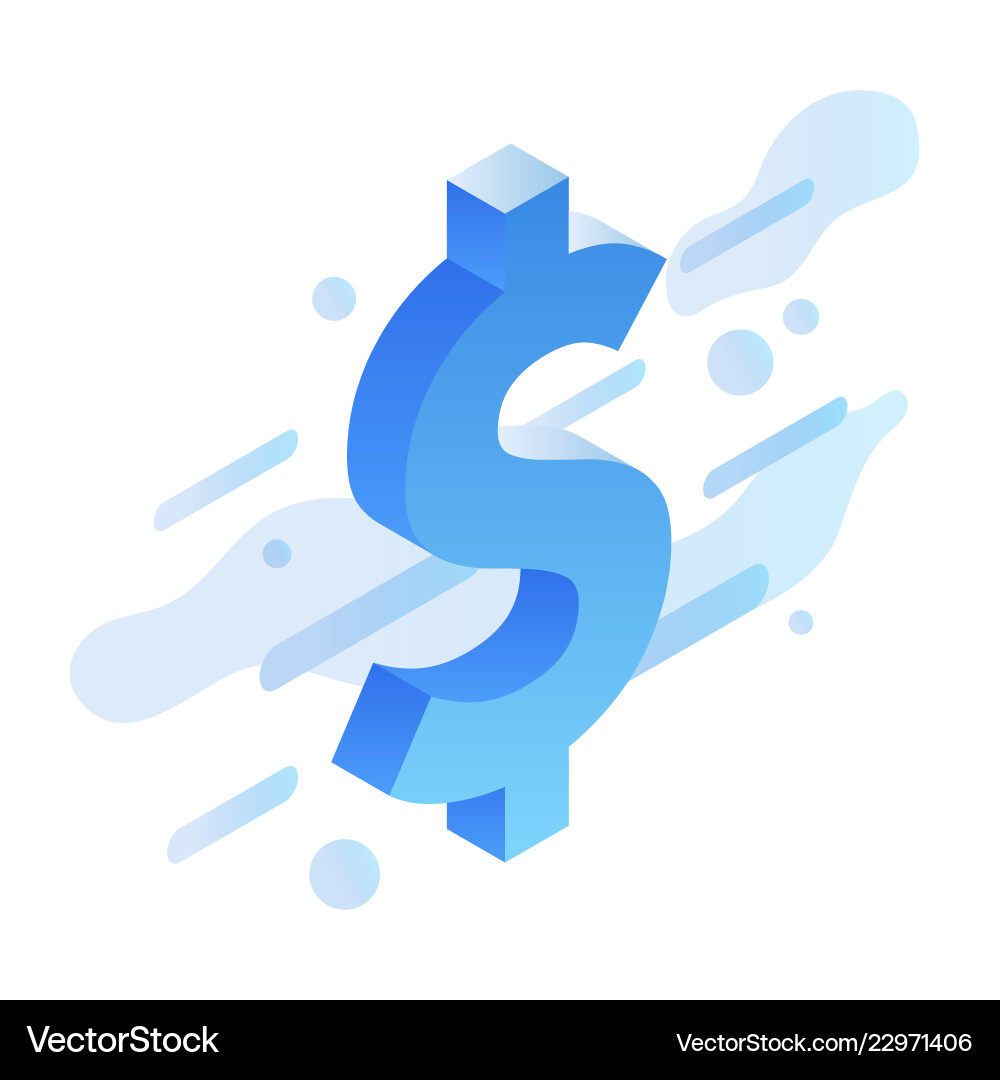 Isometric Dollar Sign Finance Royalty Free Vector Image