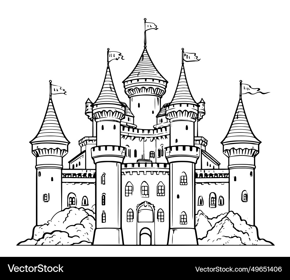 Medieval Castle Sketch Royalty Free Vector Image