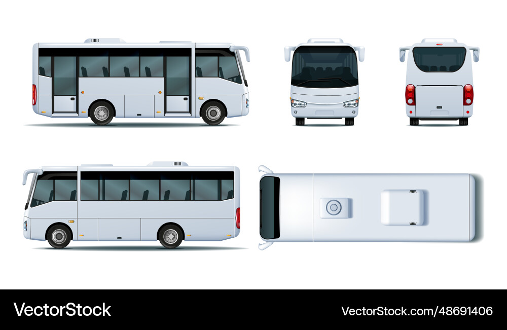 Mini bus mockup minibus different view back side Vector Image
