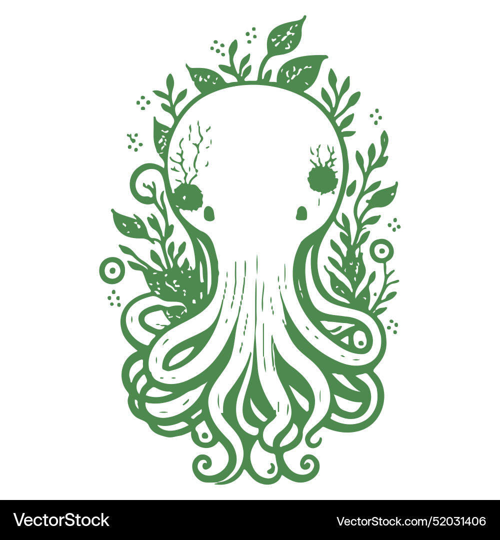 Octopus flower green Royalty Free Vector Image