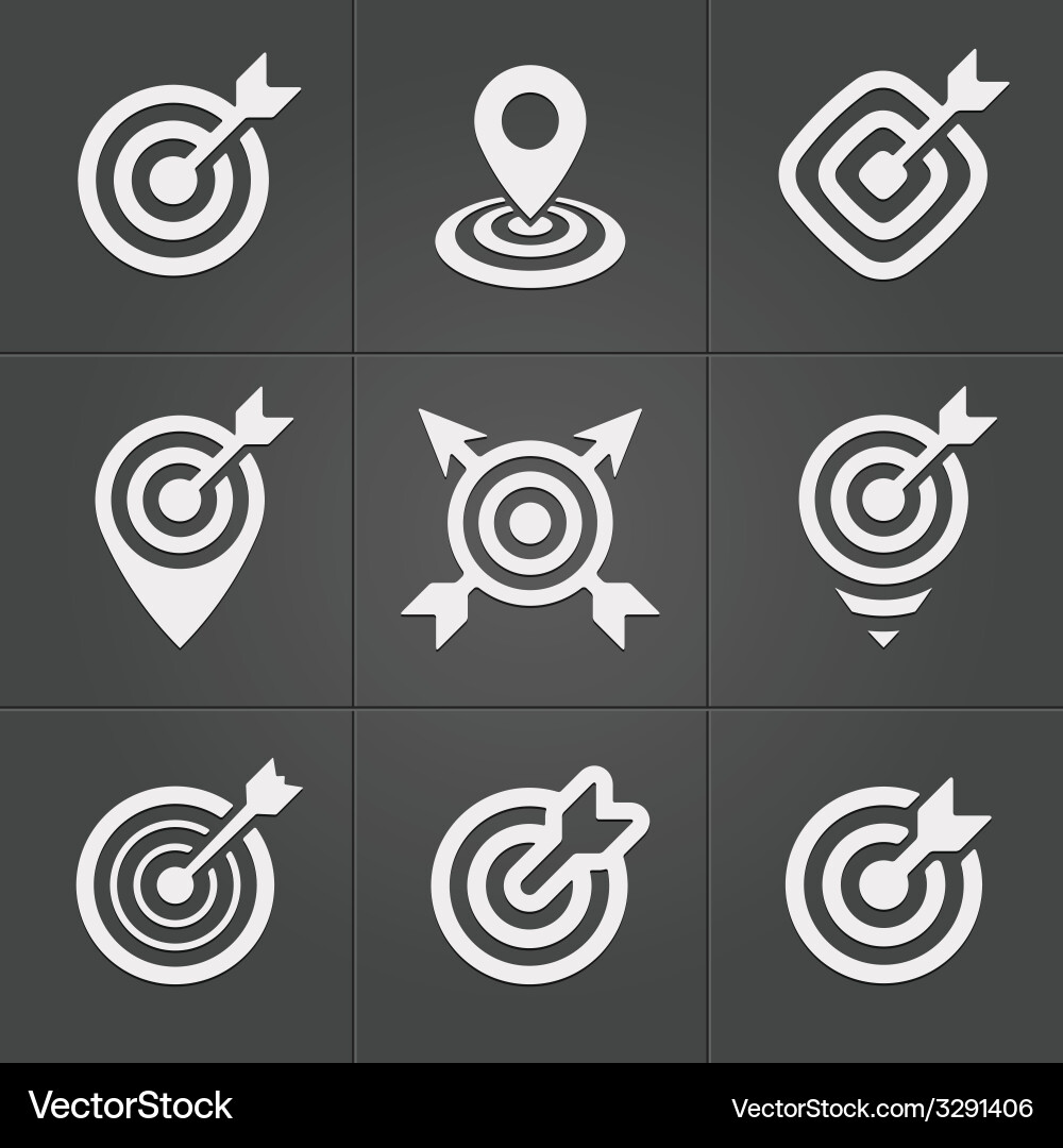 Target icons pack for business mobile interface Vector Image