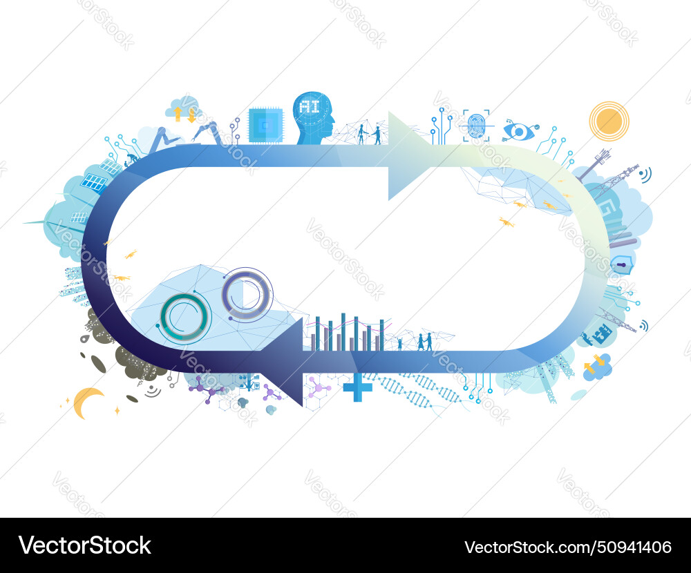 Technology cycle with arrow eps 10 Royalty Free Vector Image