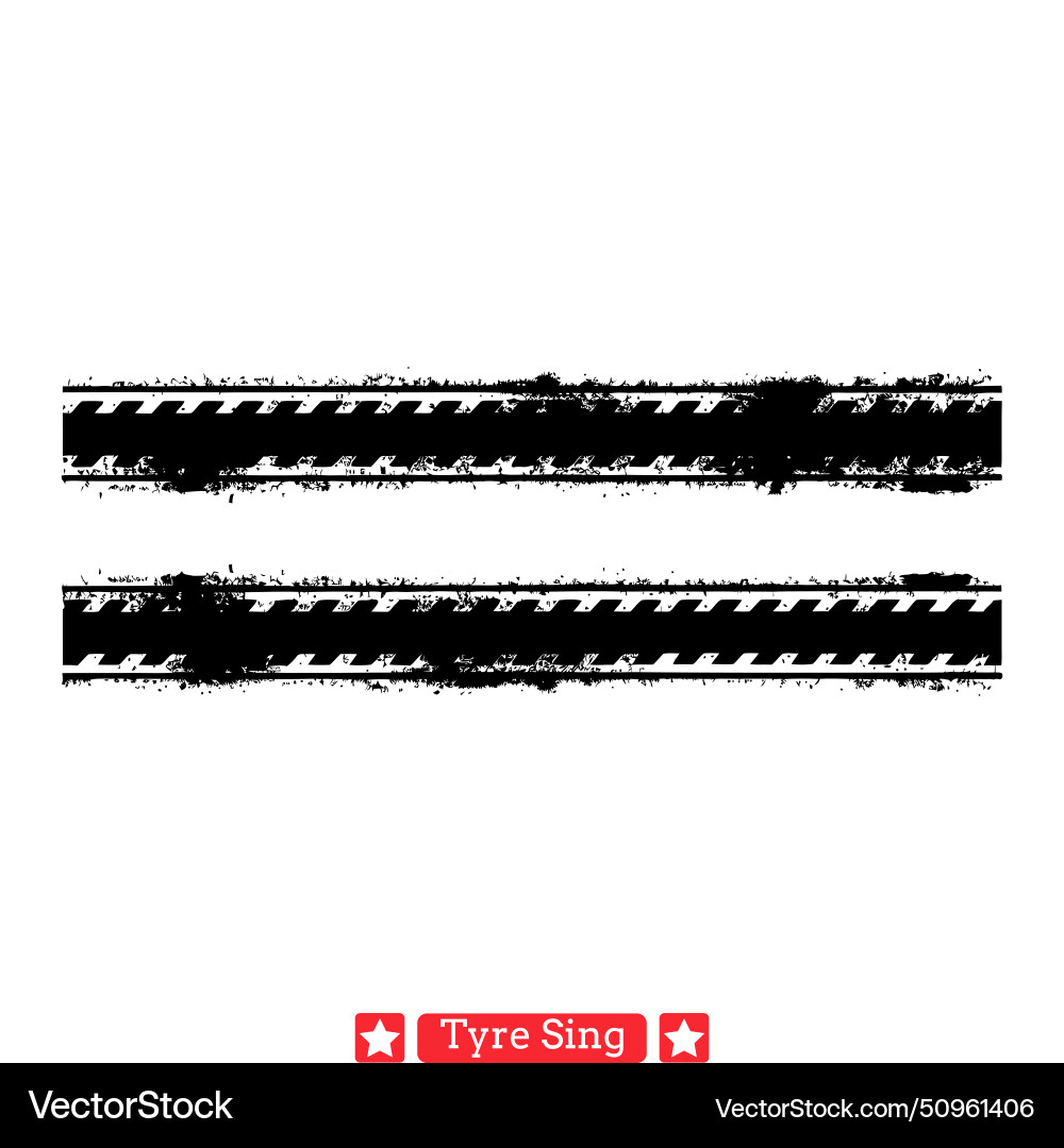 Tire print graphics roadway tread mark elements Vector Image