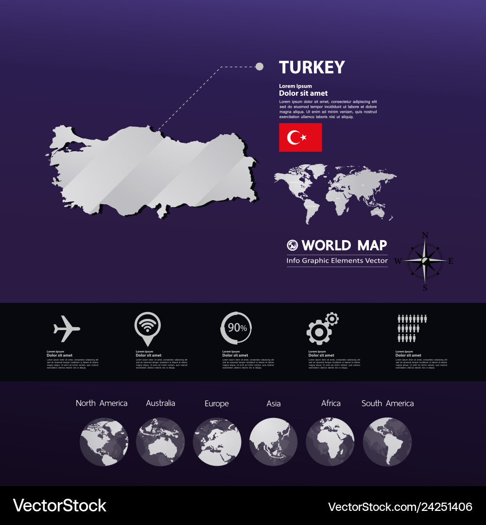 Turky map Royalty Free Vector Image - VectorStock