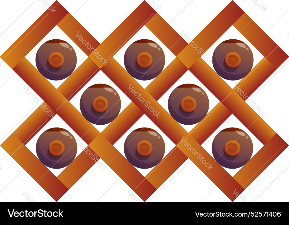 Wooden wine rack holding nine bottles Royalty Free Vector