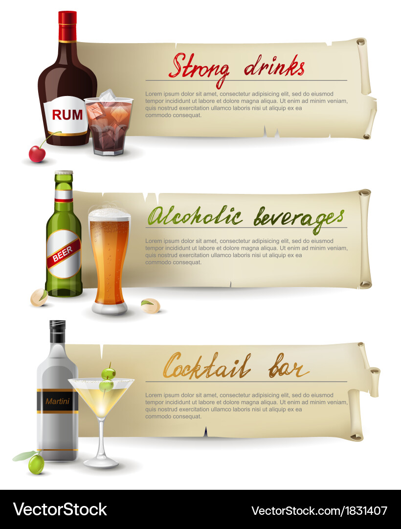 Alcoholic drinks banners Royalty Free Vector Image