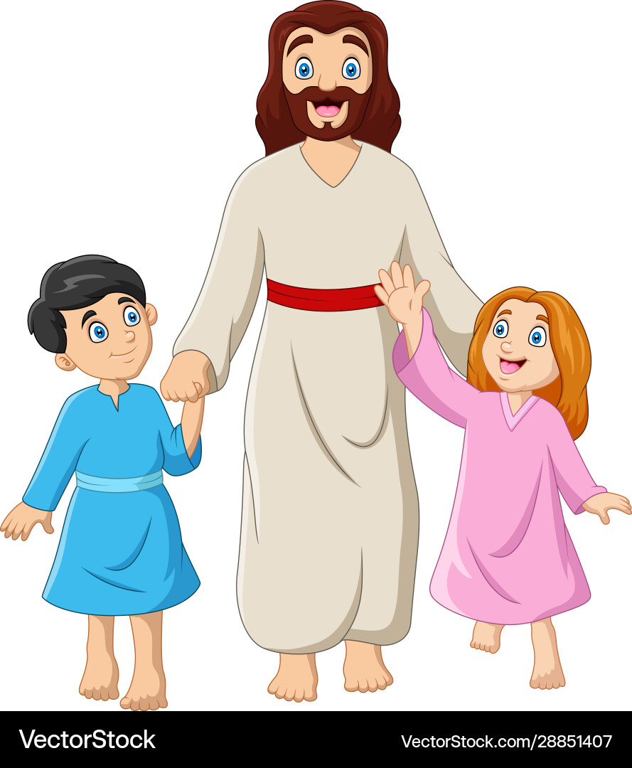 Cartoon jesus christus with children Royalty Free Vector