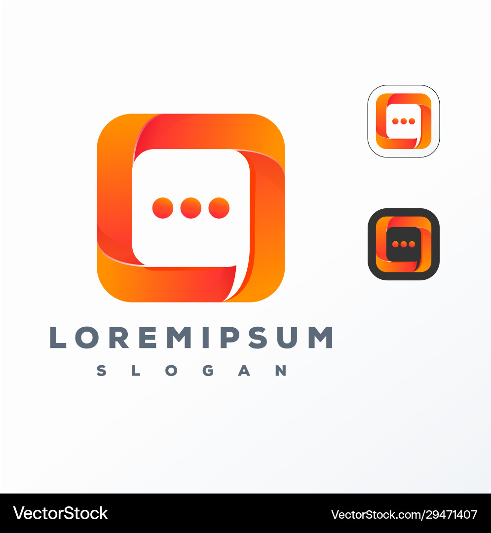 Colorful square chat logo design ready to use Vector Image