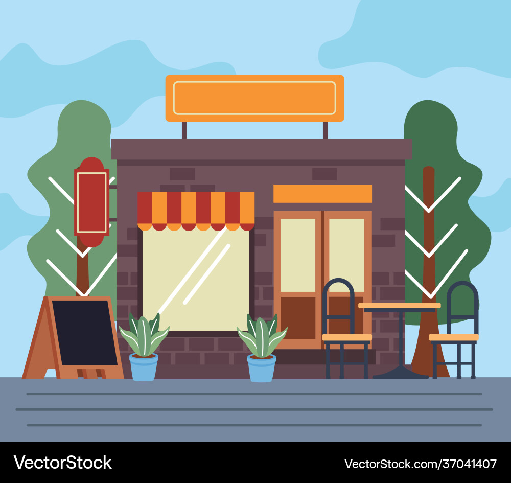 Front facade restaurant Royalty Free Vector Image