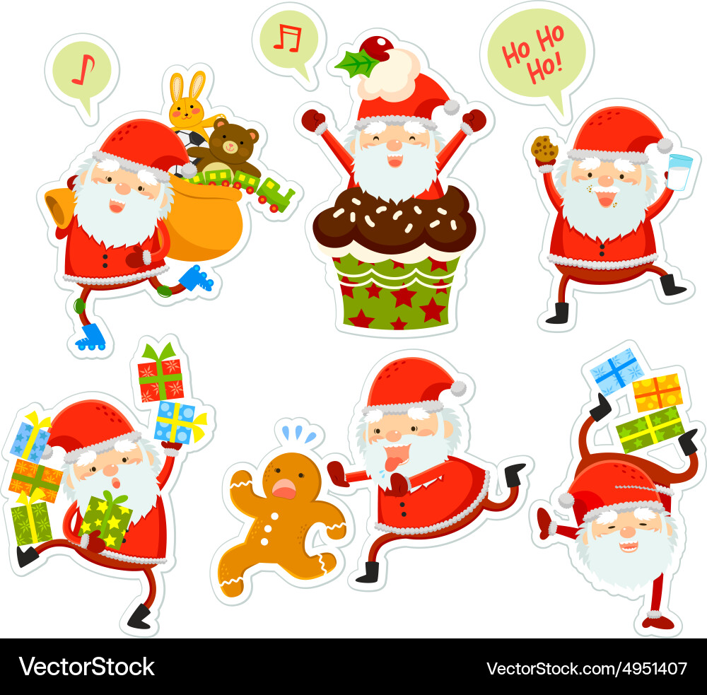 Funny santa cartoons Royalty Free Vector Image