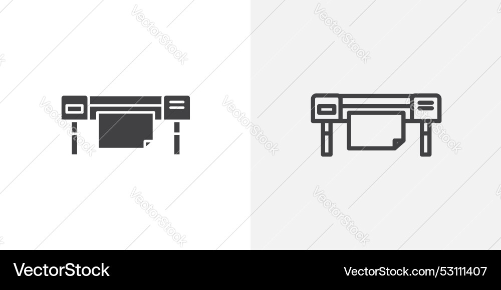 Large printer thin line icon set Royalty Free Vector Image