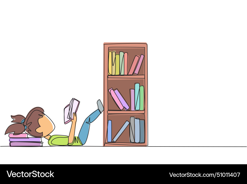 Single one line drawing girl lying on back Vector Image