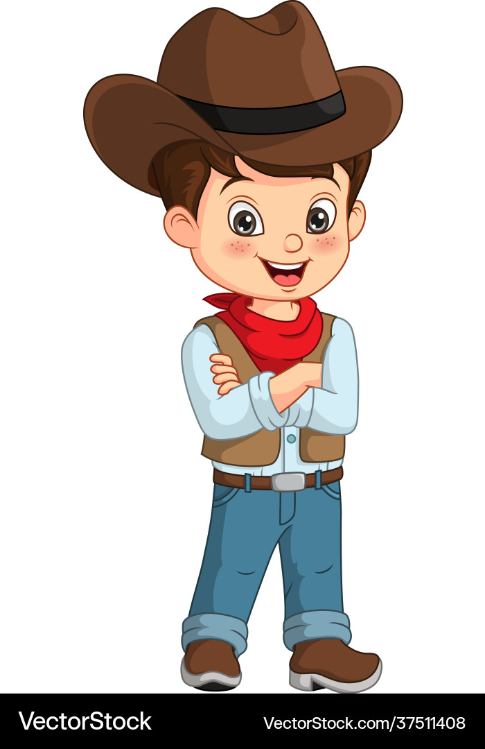 Cartoon cute a cowboy boy Royalty Free Vector Image