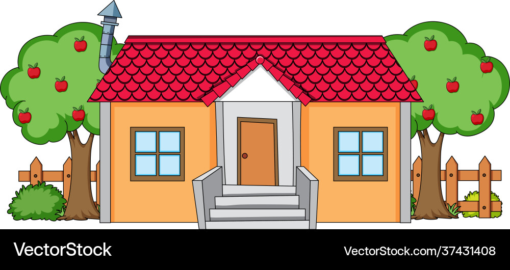 Front view a house with nature elements Royalty Free Vector