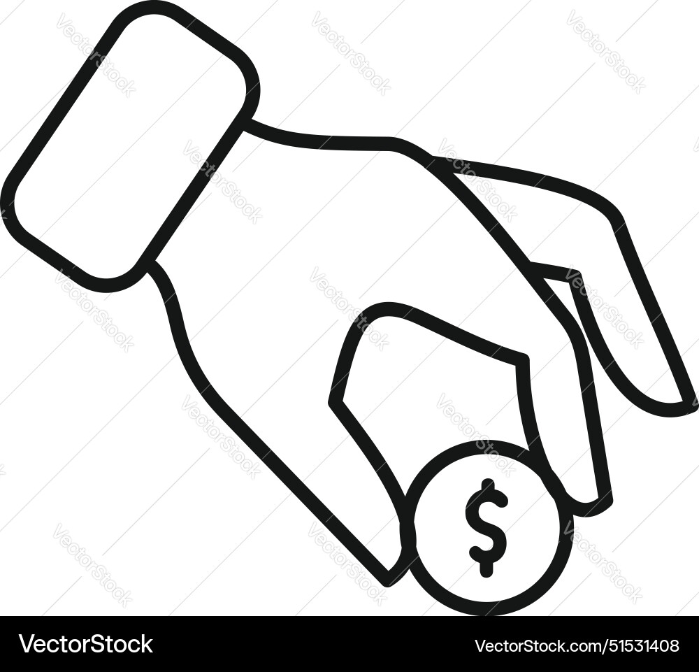 Hand picking up a coin representing making money Vector Image
