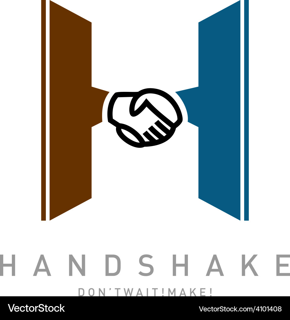 Letter h with handshake icon integrated logo Vector Image
