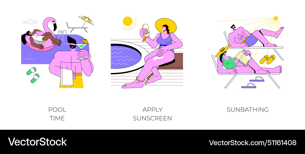 Pool time isolated cartoon Royalty Free Vector Image